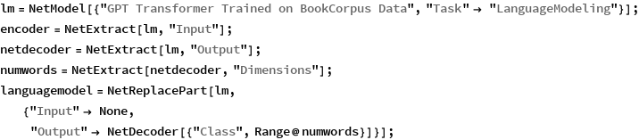 GPT Transformer - Wolfram Neural Net Repository